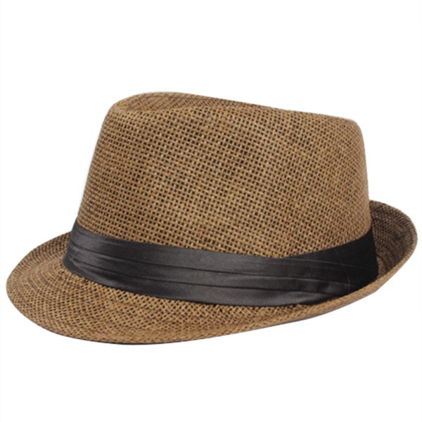 Mens Womens Fedora Wide Brim Straw Trilby Cap Unisex Panama Summer Beach Sun Hat