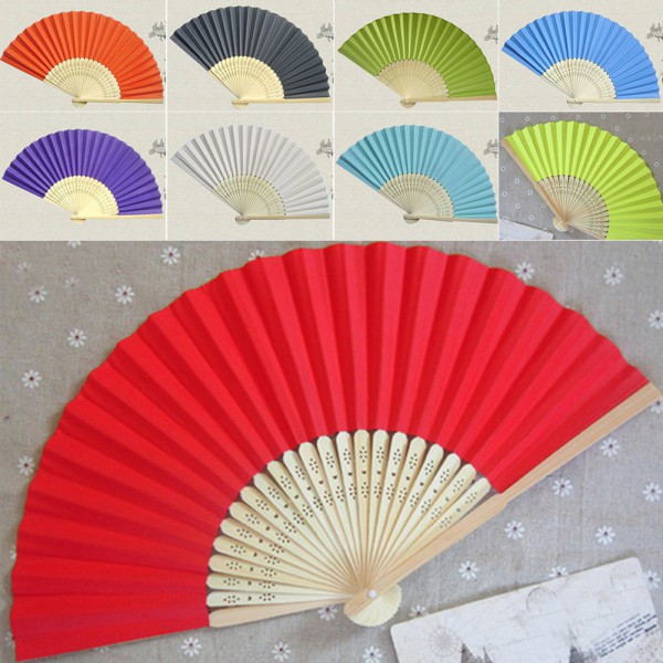 Wholesale Folding Hand Held Paper Fans Wedding Party Decor Pocket ...