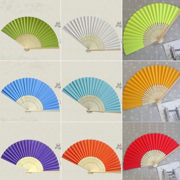 Wholesale Folding Hand Held Paper Fans Wedding Party Decor Pocket ...