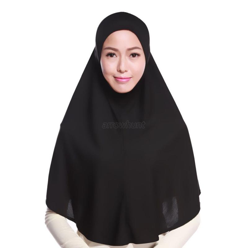 Muslim Women Arab Amira Islamic Hijab Headscarf Solid Cotton Hemp Shawl